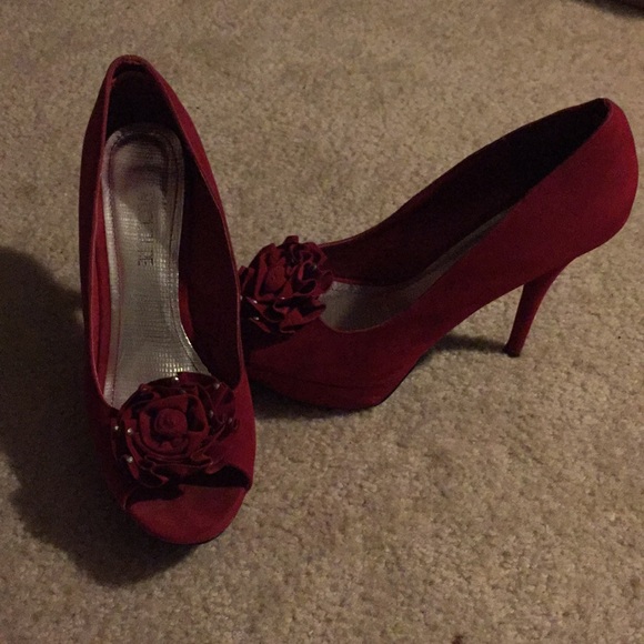 Shoes | Red Velvet 4 Inch Pumps | Poshmark